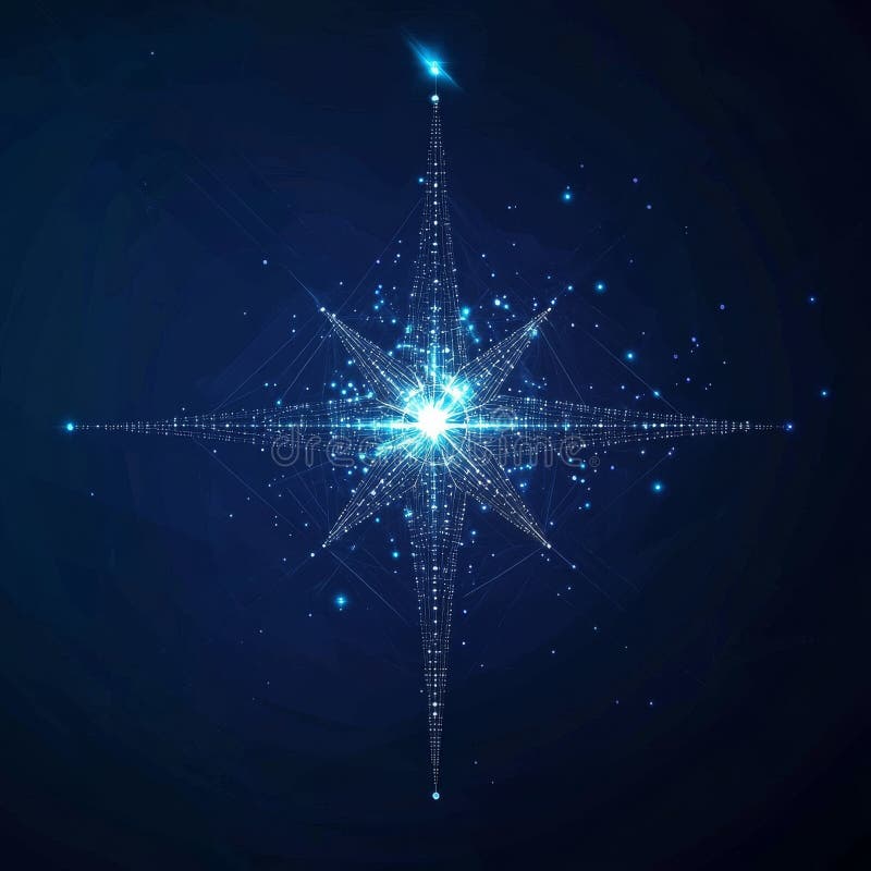 Image of a Compass Rose with Points, Lines, and Shapes Forming Planets ...