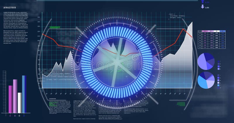Image of Compass Rotating Over Scientific Graph and Data Stock ...