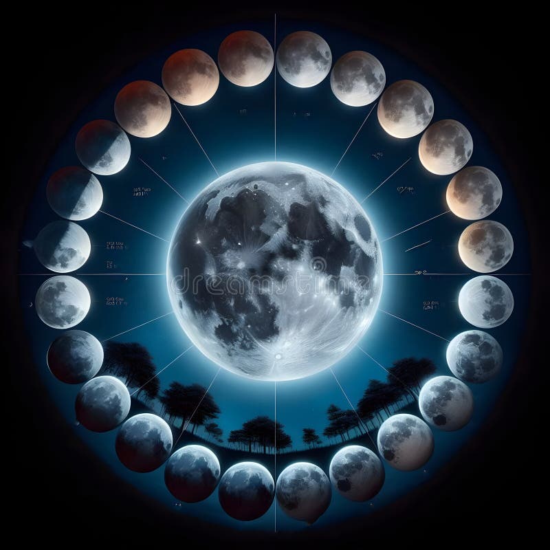 Image of a Composite Photo of the Position and Phases of the Moon Over ...