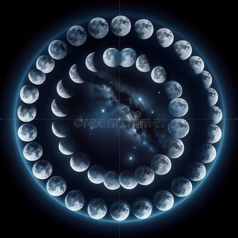 Image of a Composite Photo of the Position and Phases of the Moon Over ...