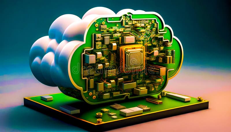An Image of Computer Chip on Top of Cloud. Generative AI Stock ...