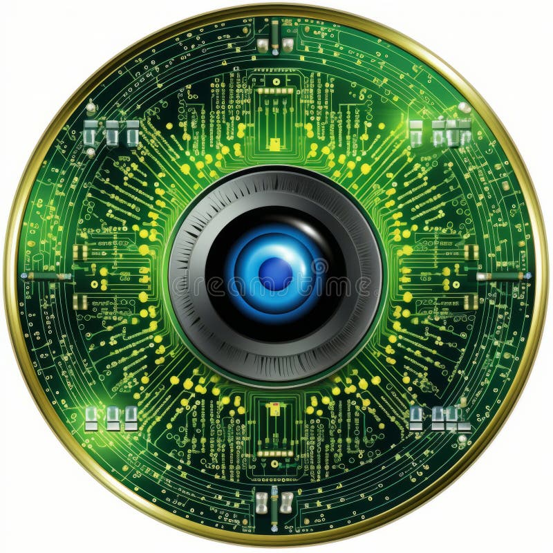 An Image of a Computer Circuit Board with an Eye in the Center Stock ...