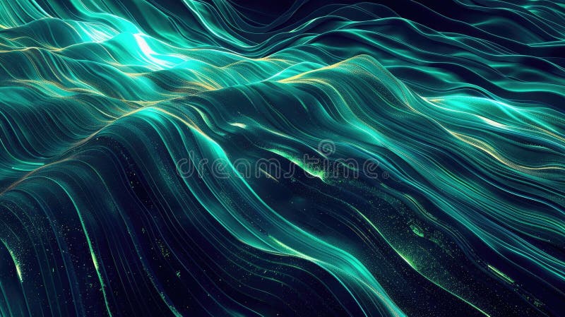 The Image is a Computer-generated Animation of a Green and Blue Fluid ...