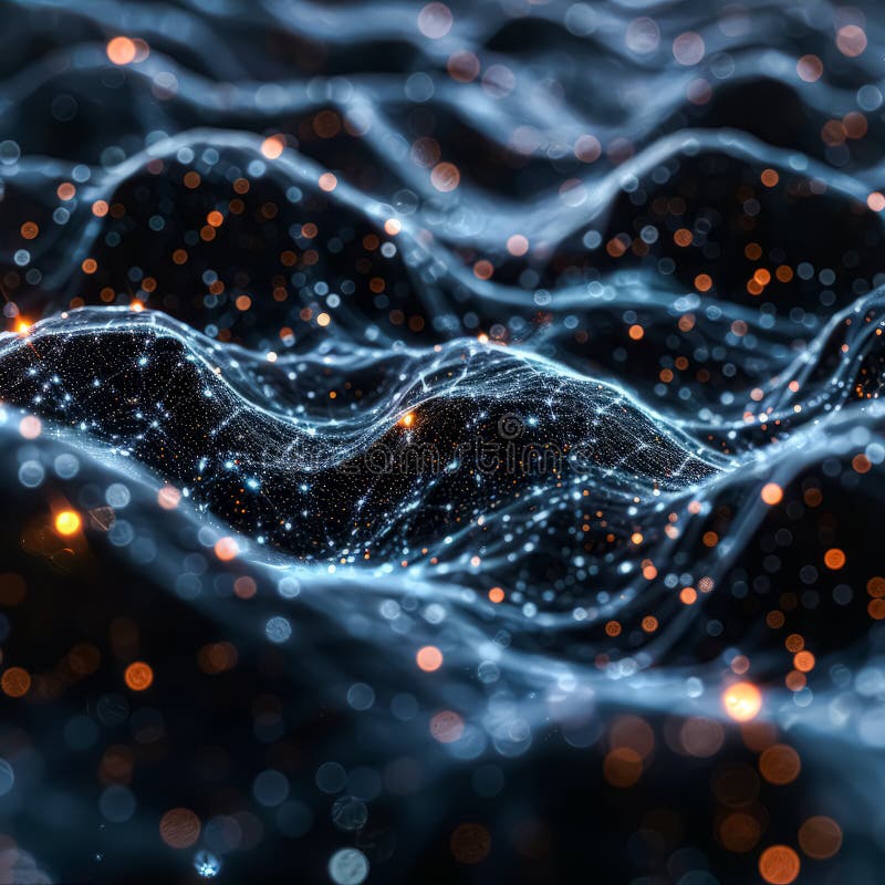 The Image is a Computer Generated Image of a Wave with a Lot of Glowing ...