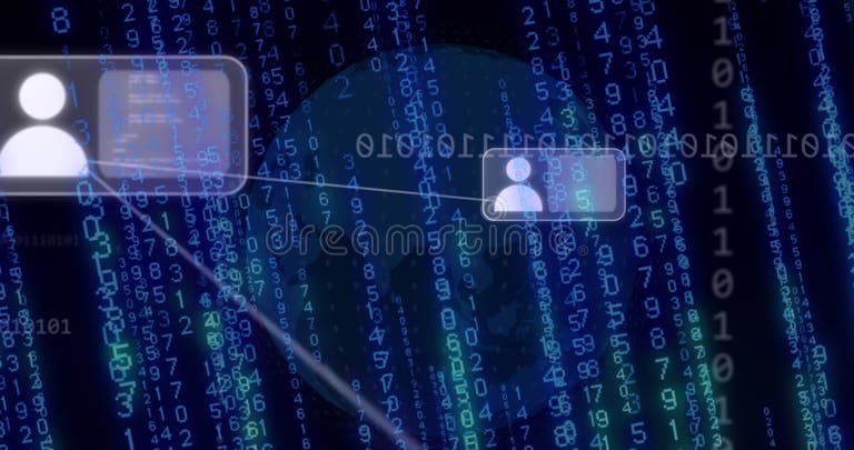 Image of Computer Language, Connected Icons, Binary Codes and Changing ...