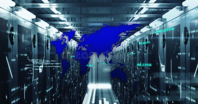 Image of Computer Language and Map Over Connected Dots on Data Server ...