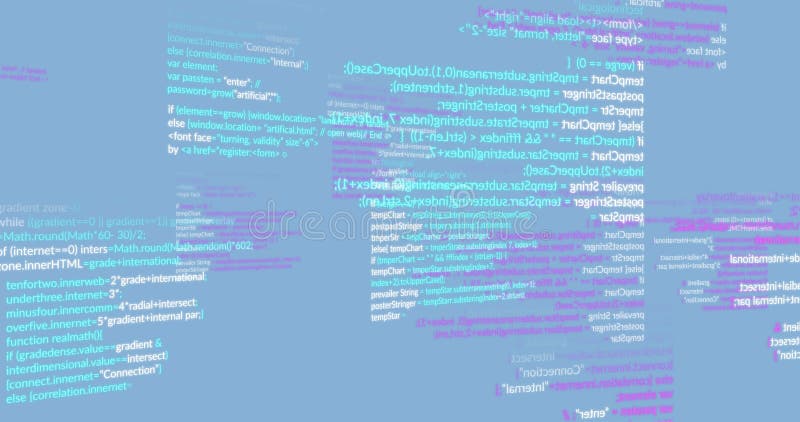 Image of Computer Language Moving on Blue Background Stock Illustration ...