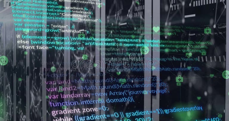 Image of Computer Language Over Connected Dots on Data Server Systems ...
