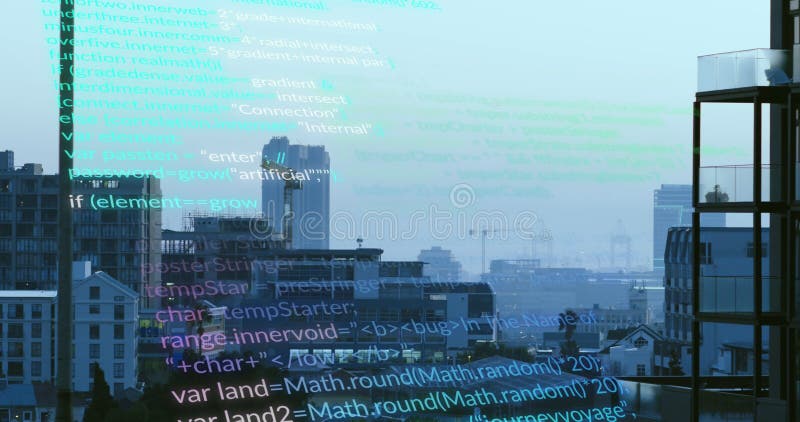 Image of Computer Language Over Modern Buildings in Background Stock ...