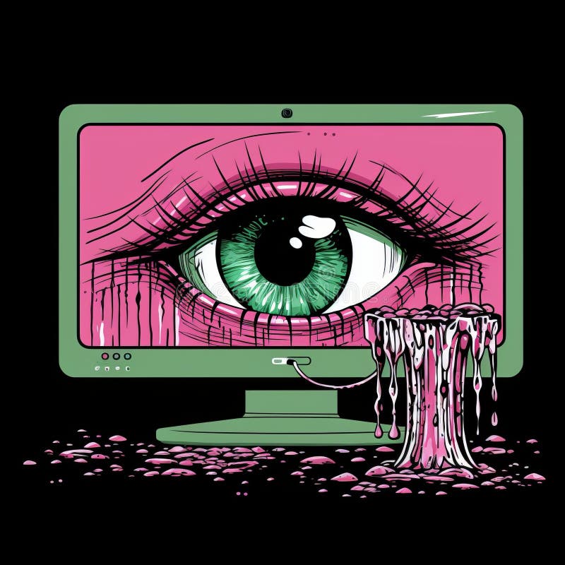 An Image of a Computer Monitor with an Eye on it Stock Illustration ...