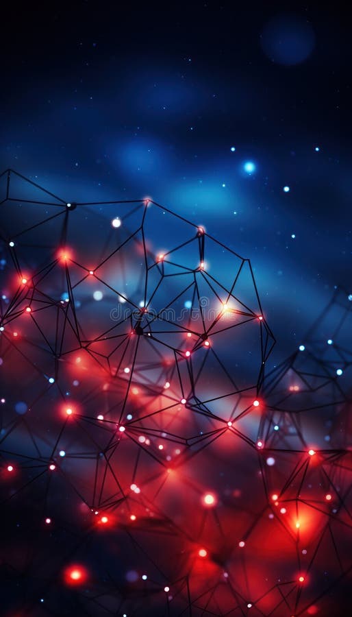 An Image of a Computer Network with Red Light and Lines Stock ...