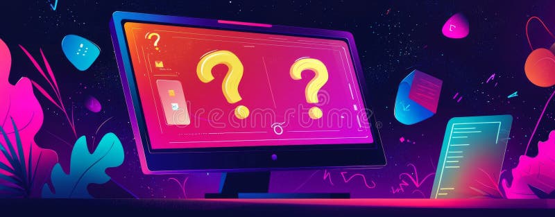 An Image of a Computer Screen with Question Marks in Various Colors ...