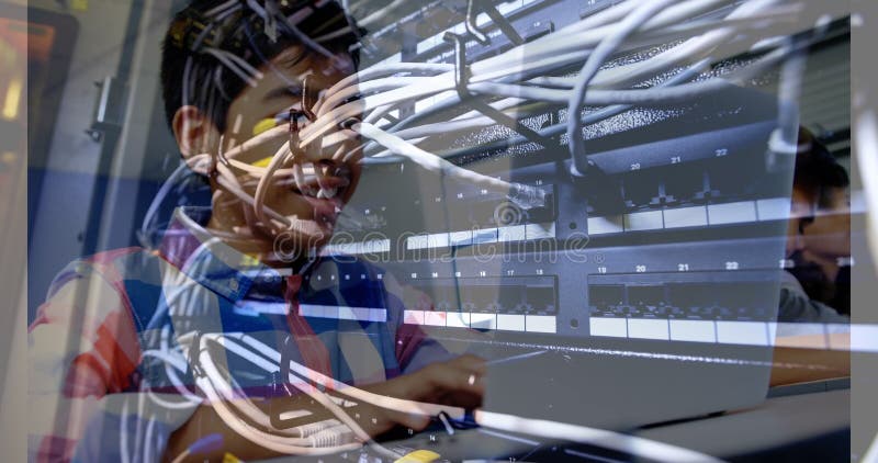 Image of Computer Server Over Students Using Computers Stock Image - Image of knowledge ...