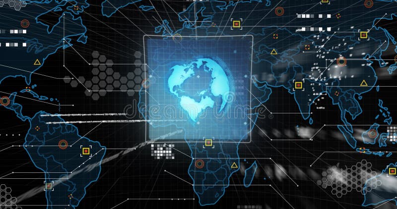 Image of Computing Data Processing Over Globe and World Map Stock ...