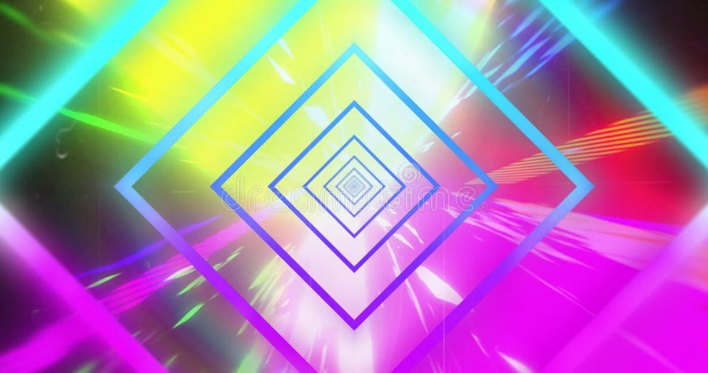 Image of Concentric Blue and Purple Neon Diamonds Over Brightly ...