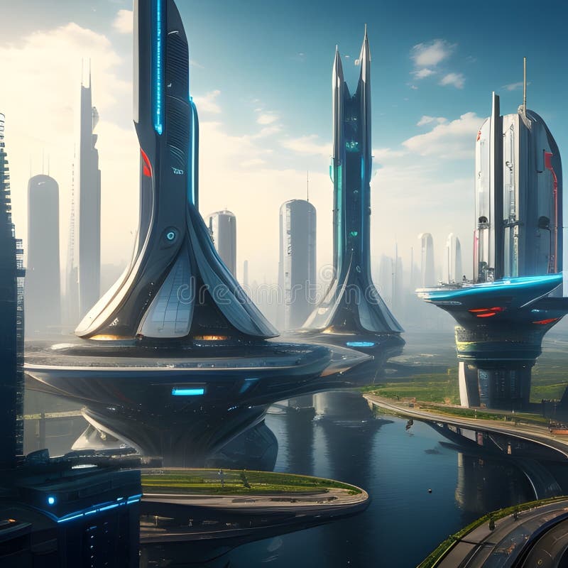Stunning Image of City in Future World with Advanced Technology Stock ...