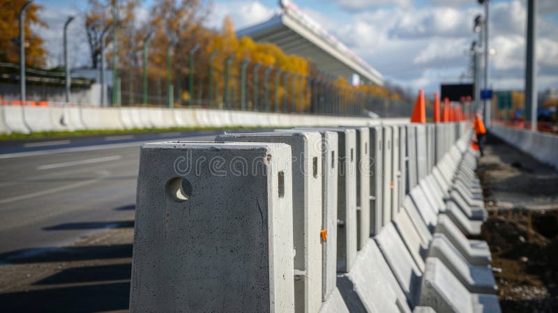 An Image of the Concrete Barriers P Around the Perimeter of the Stadium ...