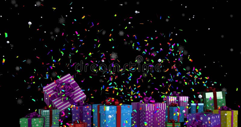 Image of Confetti Falling Over Christmas Presents with Copy Space Stock ...