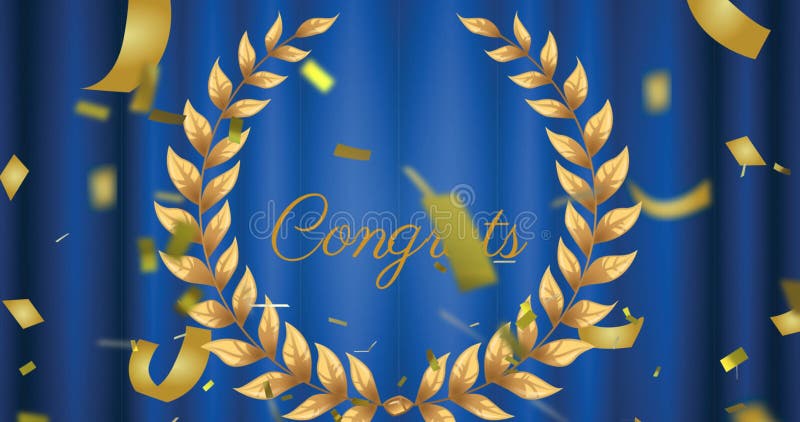 Image of Congrats Text Over Crown and Confetti Falling Stock ...