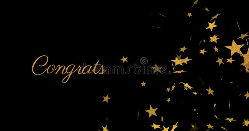 Image of Congrats Text and Stars on Black Background Stock Illustration ...