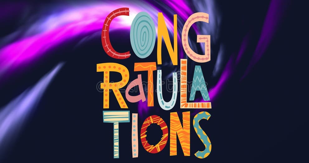 Image of Congratulations Over Lights on Black Background Stock ...