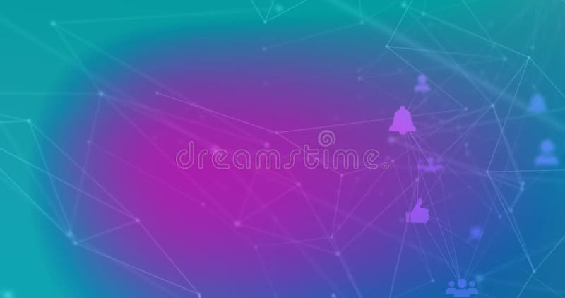 Image of Connected Dots and Icons Against Gradient Background Stock ...