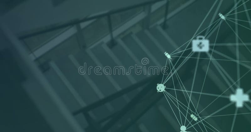 Image of Connected Icons Forming Globe Over High Angle View of ...