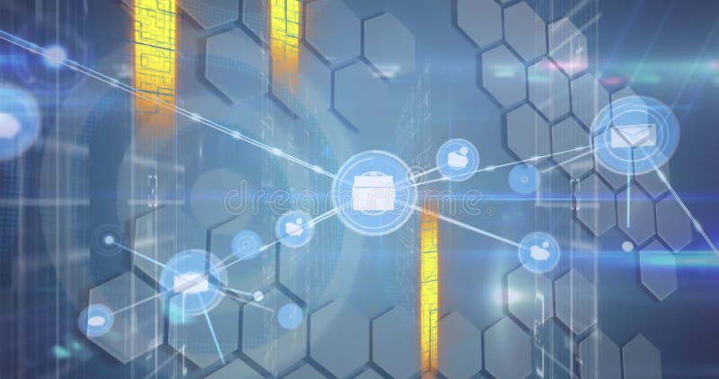 Image of Connections and Data Processing Over Hexagons Stock ...