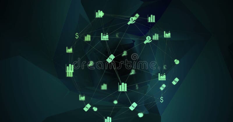 Image of Connections with Icons Over Digital Space with Shapes Stock ...