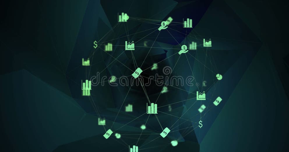 Image of Connections with Icons Over Digital Space with Shapes Stock ...