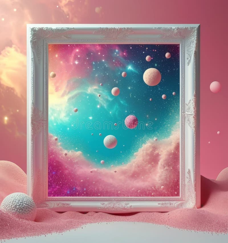 Frame with Picture Planets and Stars in the Sky Stock Illustration ...