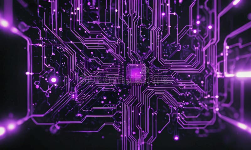 Purple Circuit with in the Middle Stock Illustration - Illustration of ...