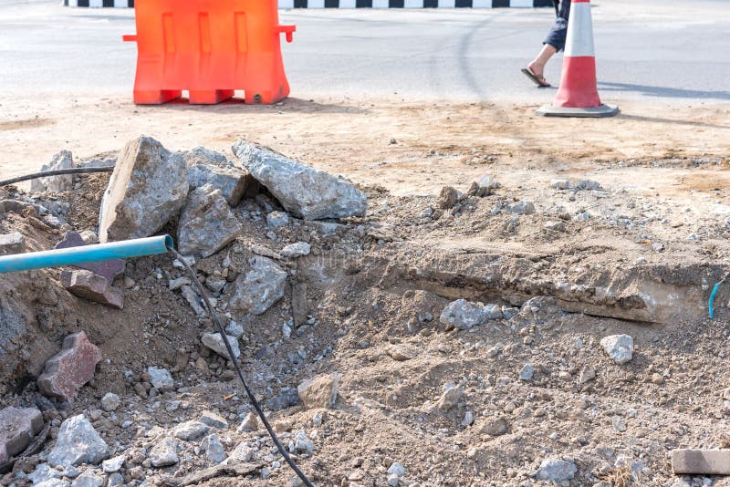 Construction Path Way on Street . Stock Image - Image of outdoors ...