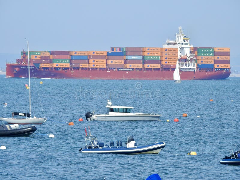Container Ship Crossing the Solent Editorial Photo - Image of ferry ...