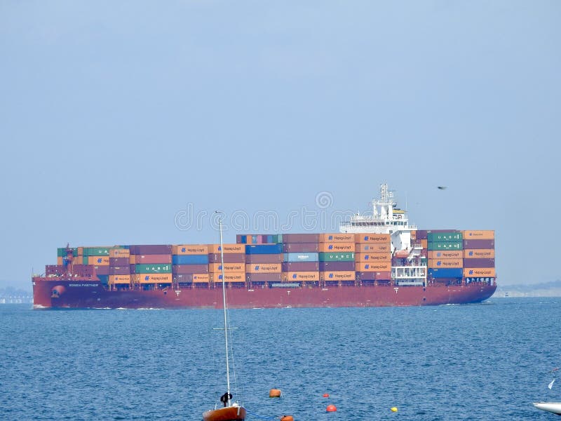 Container Ship on the Ocean Editorial Stock Image - Image of tanker ...
