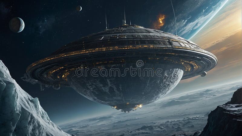 An Alien Ship at Space - AI Generated Digital Art Stock Illustration ...