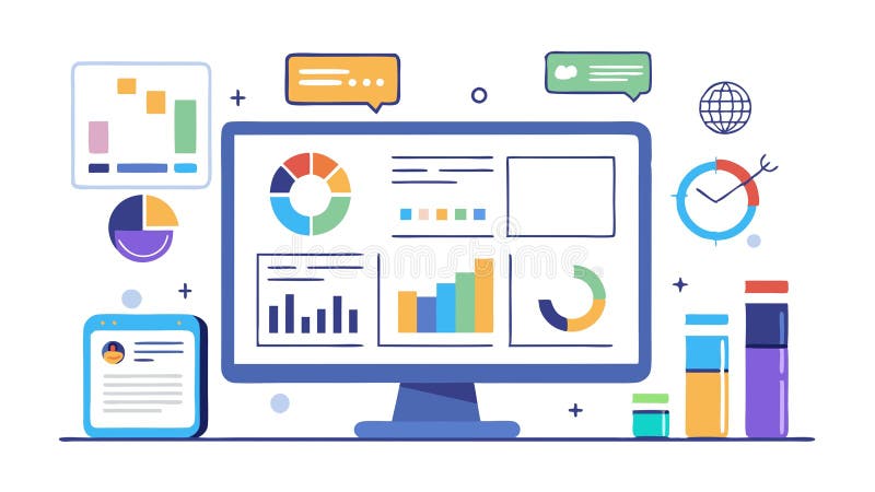 The Image Contains a Computer Screen Displaying Various Charts and ...
