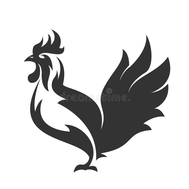 Stylized Rooster Icon in Black and White Stock Vector - Illustration of ...