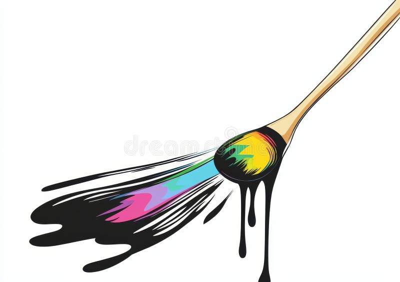 An Image of a Continuous Line Drawing Paintbrush with a Transparent ...