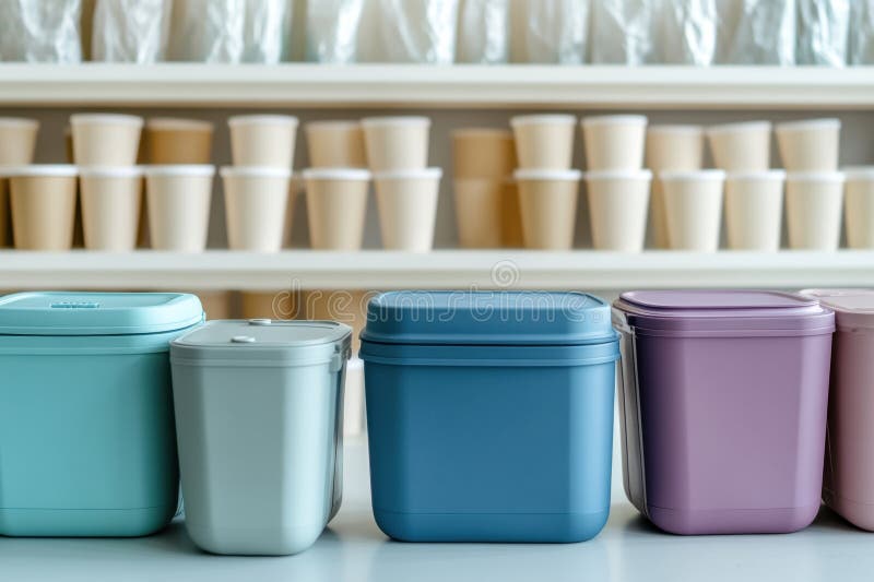 The Image Contrasts Reusable Containers with Single-use Plastic Bags ...