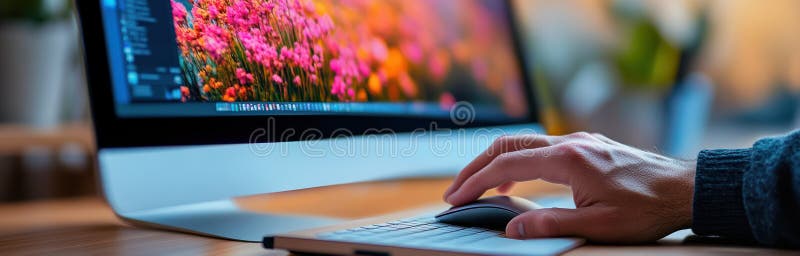 Photography Editing Process: Closeup of Hand Editing Photo on Computer ...