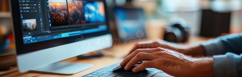 Photography Editing Process: Closeup of Hand Editing Photo on Computer ...