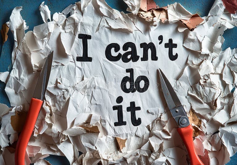 Struggle and Perseverance Concept: I Cant Do it Text on Paper Cut with ...