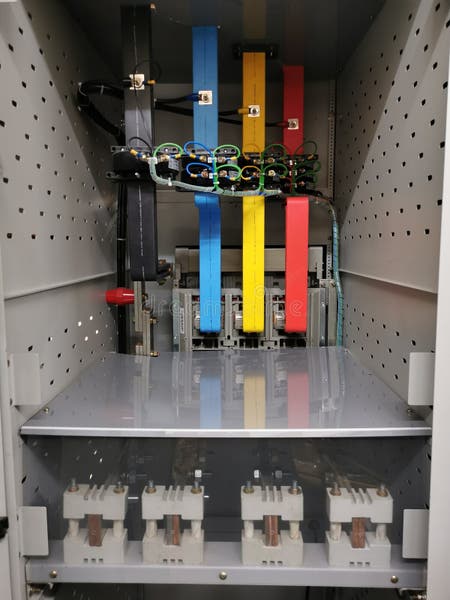 Image of Copper Busbar Connection in Electrical Cabinet. Stock Photo ...