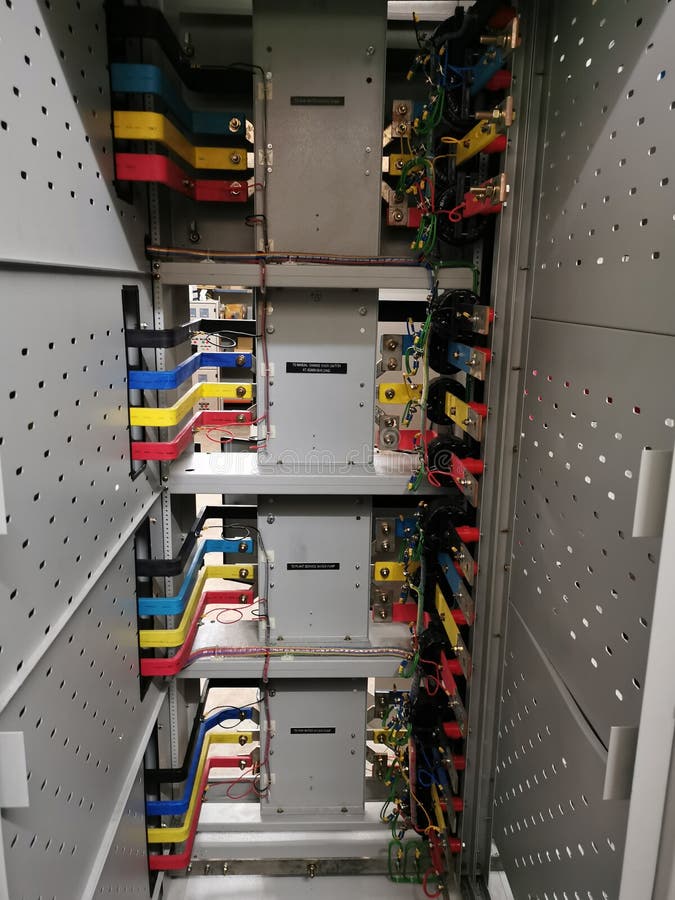 Image of Copper Busbar Connection in Electrical Cabinet. Stock Photo ...