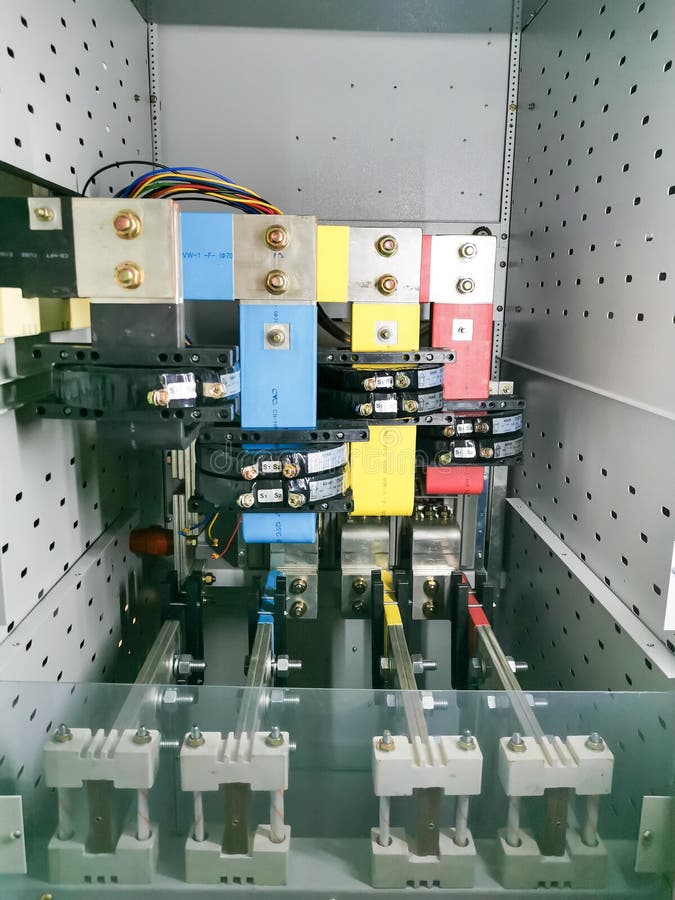 Image of Copper Busbar Connection in Electrical Cabinet. Stock Photo ...