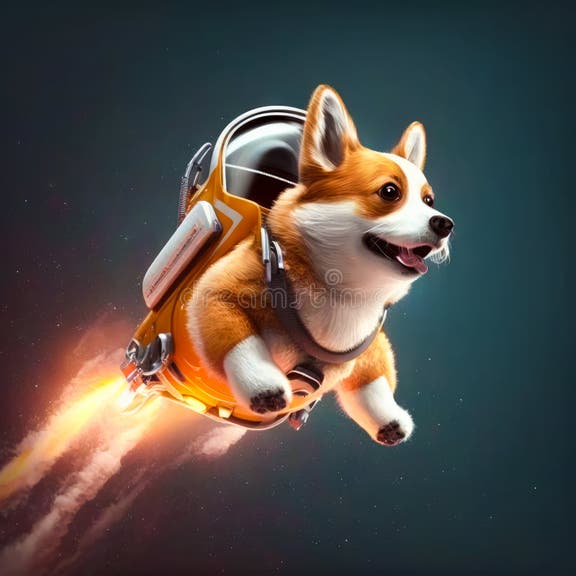 An Image of Corgi Dog Flying in Space. Generative AI Stock Illustration ...