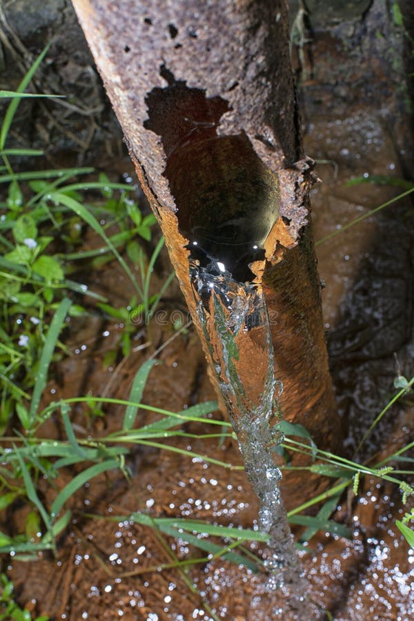 Corroded Water Pipe Leaking Onto the Ground Stock Photo - Image of ...
