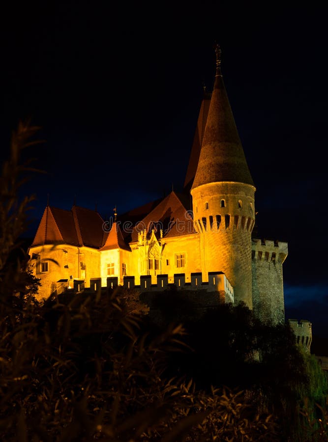 Image of Corvin Castle on the Sunset Stock Image - Image of bridge ...