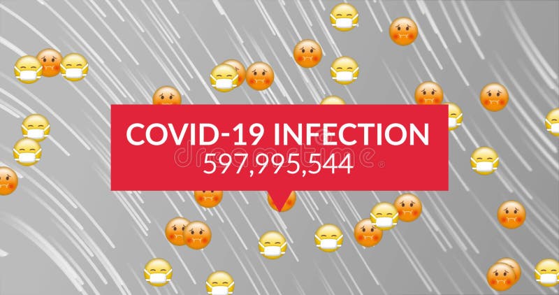 Image of Covid-19 Infection Text with Increasing Numbers Over Emojis ...